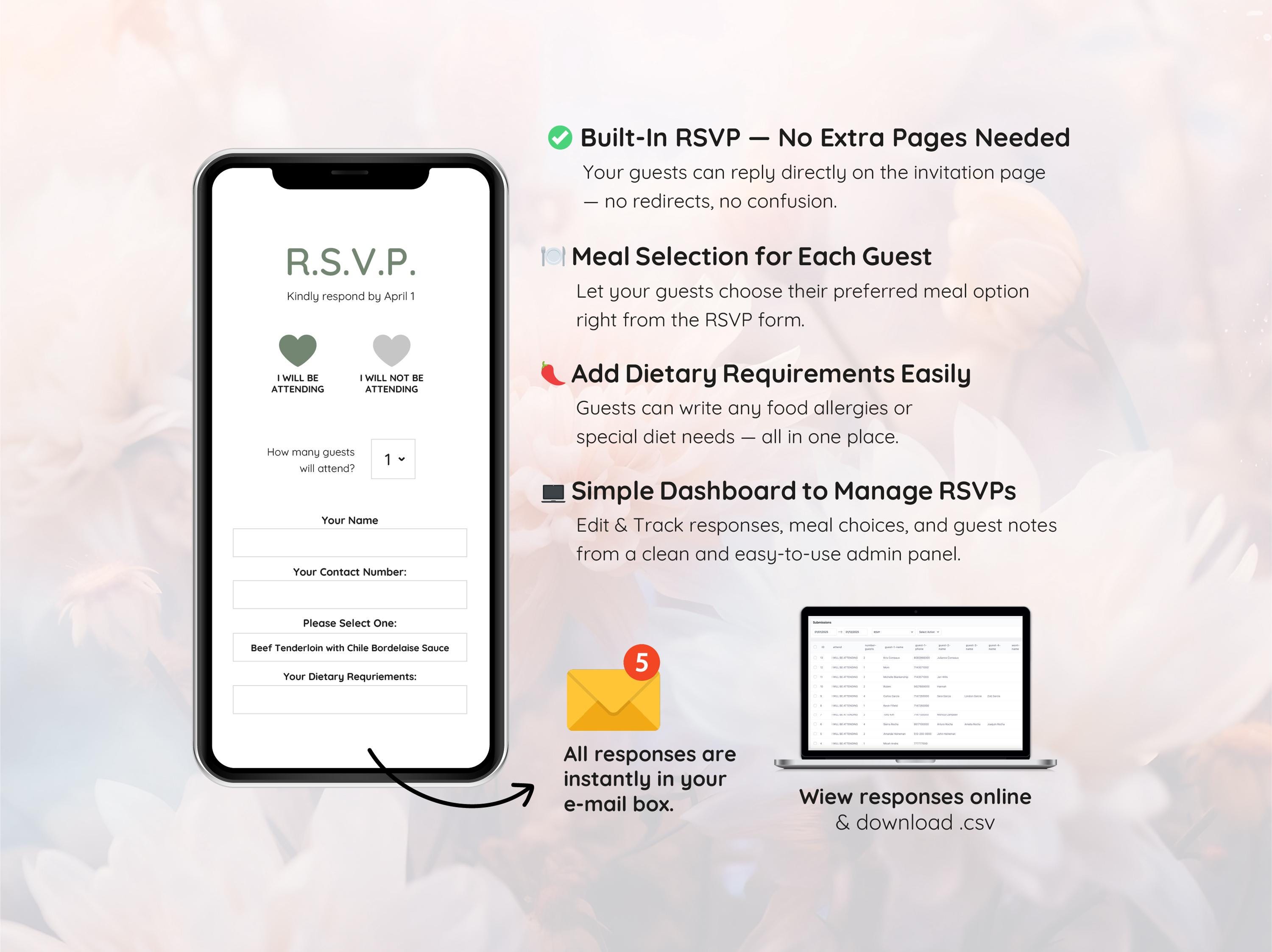 Animated Wedding Invitation Website: Olive Leaf Minimalist Evite ...