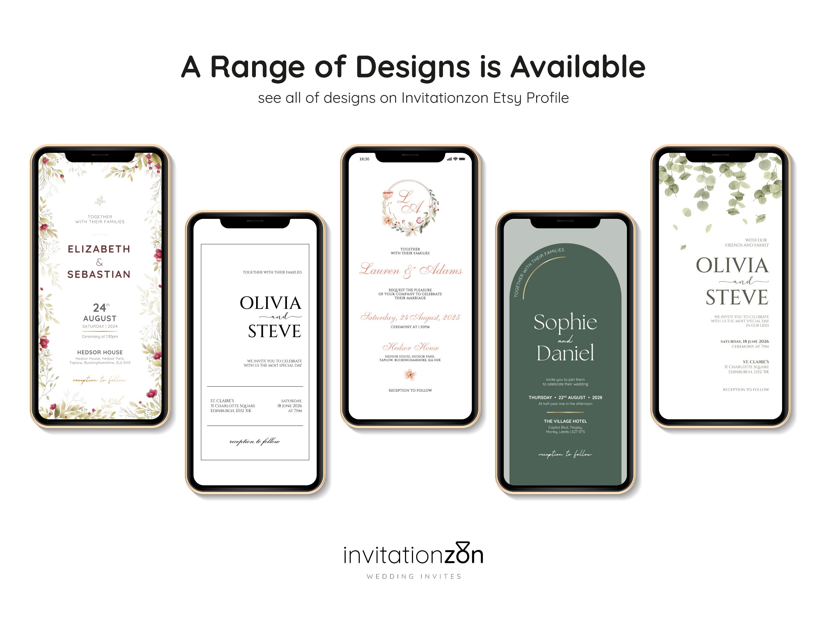 Digital Wedding Invitation & RSVP - Mini Wedding Website - Elegant ...