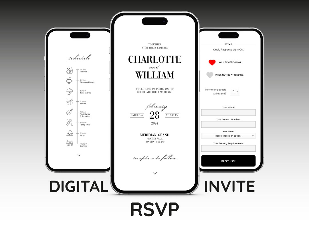 Digital RSVP Wedding Invitation and Online RSVP Invite Mini Wedding ...