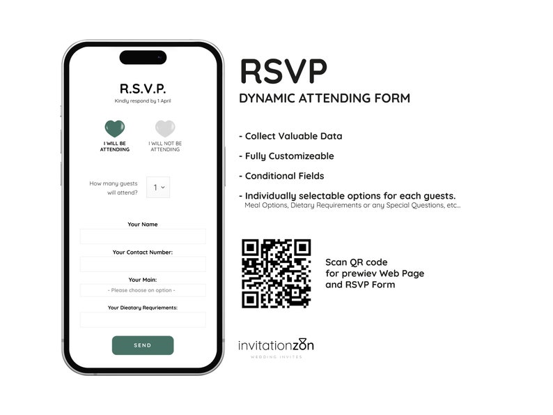 Digital Wedding Invitation & RSVP Mini Wedding Website Large Photo ...