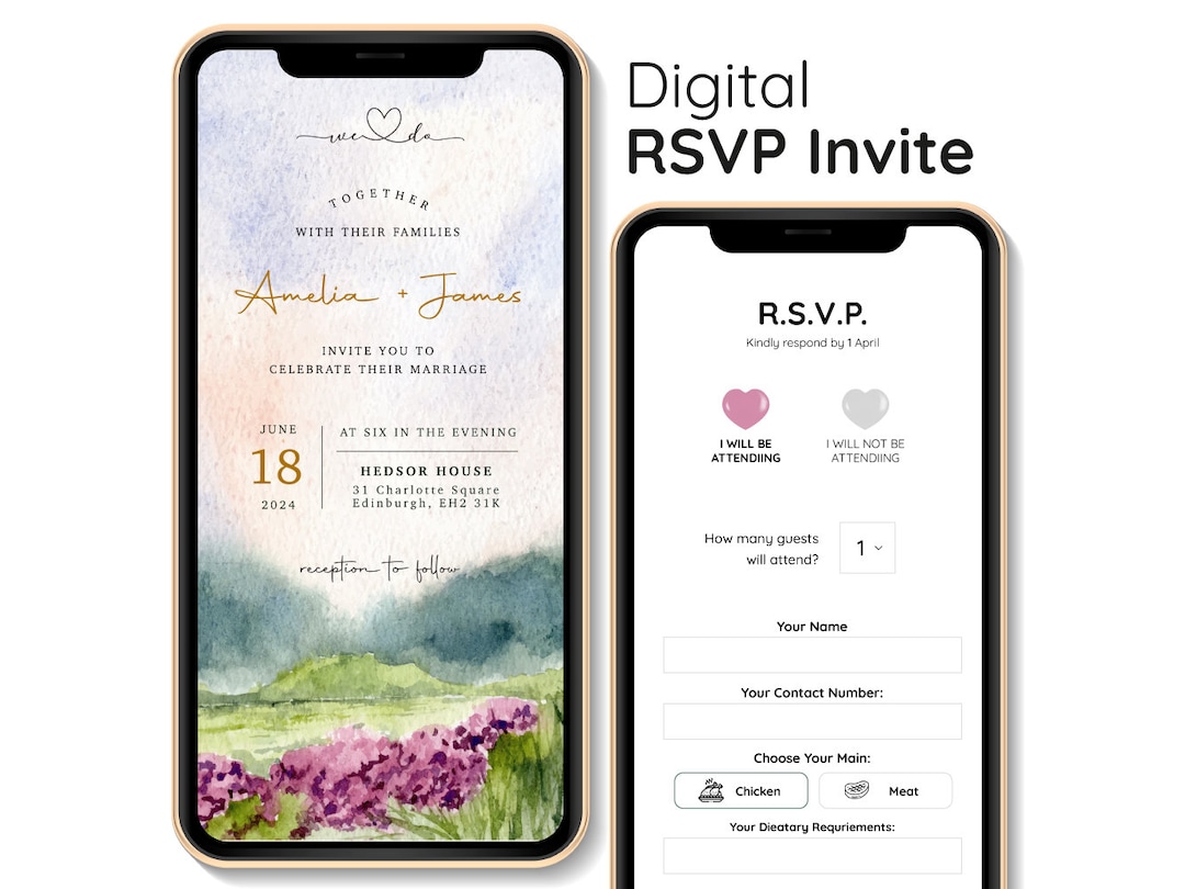 Wedding Invites Digital RSVP Online Mini Website Personalized Mobile E ...