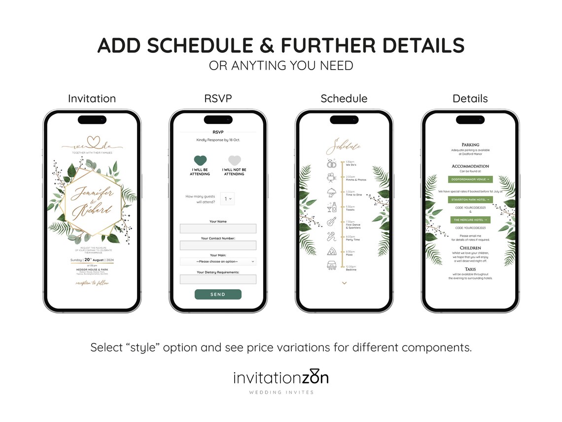 Digital Wedding Invitation RSVP Mini Wedding Website - Eucalyptus ...