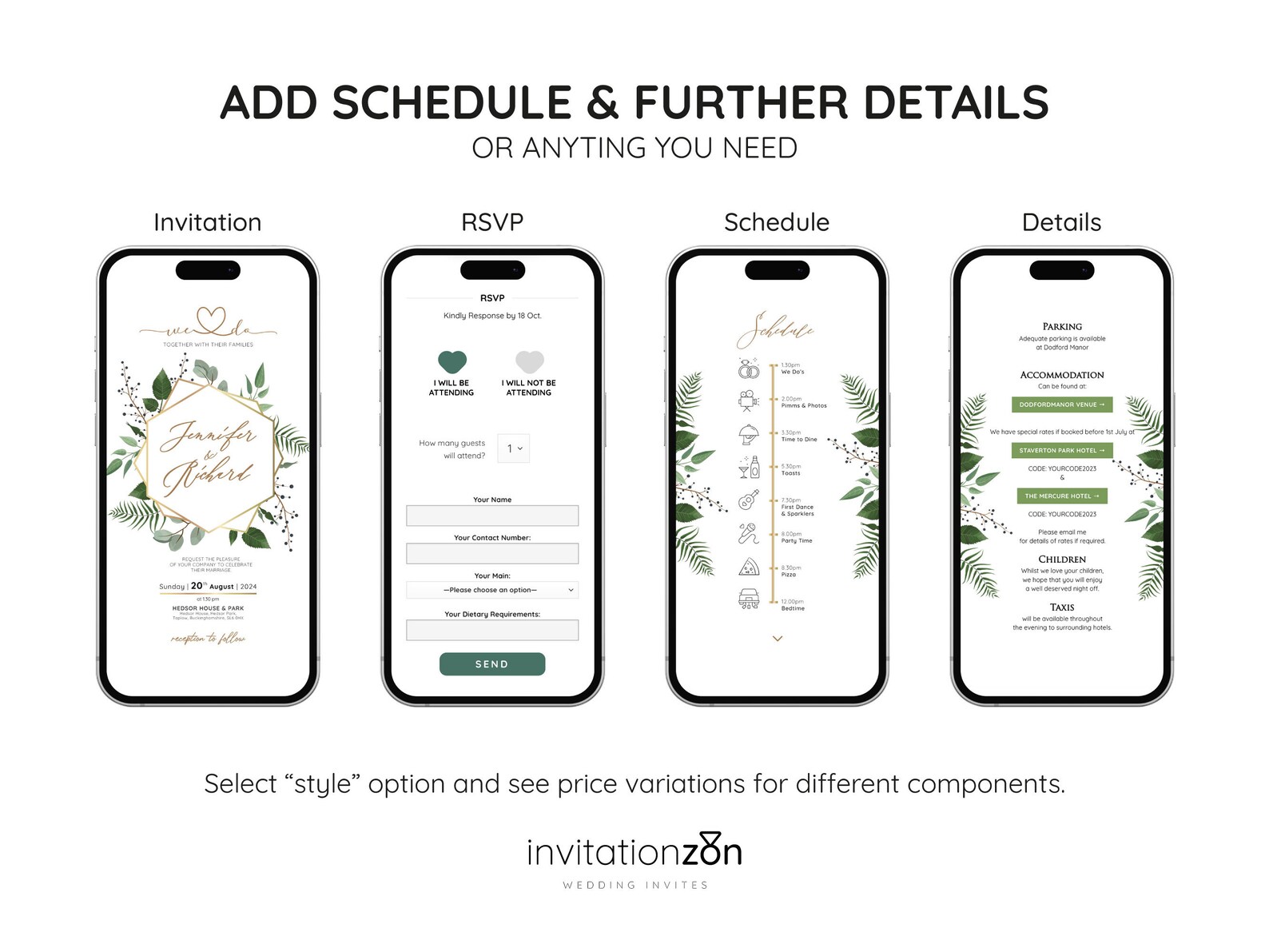 Digital Wedding Invitation RSVP Mini Wedding Website - Eucalyptus ...