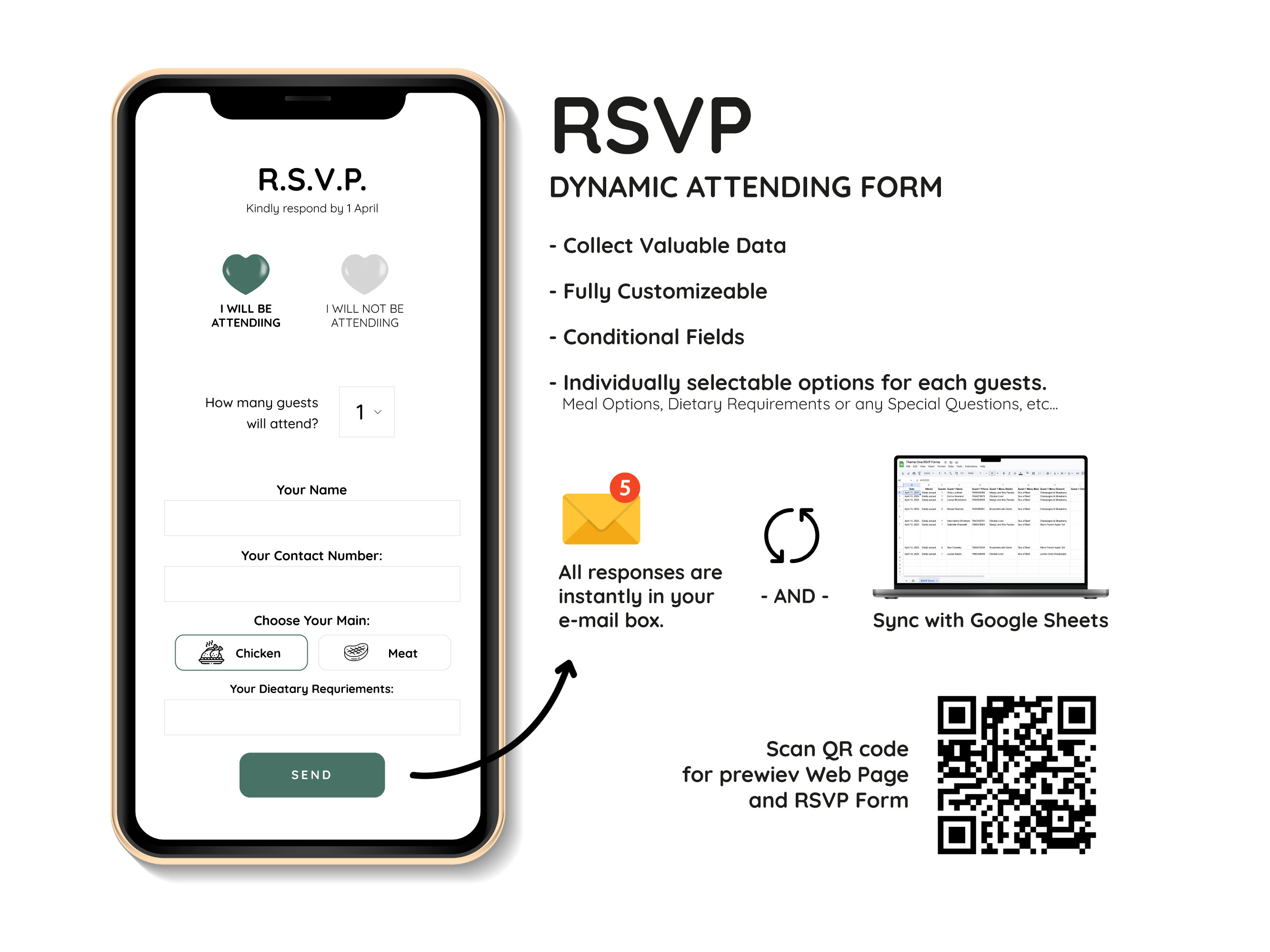 Digital Wedding Invitation & RSVP - Mini Wedding Website - Elegant ...