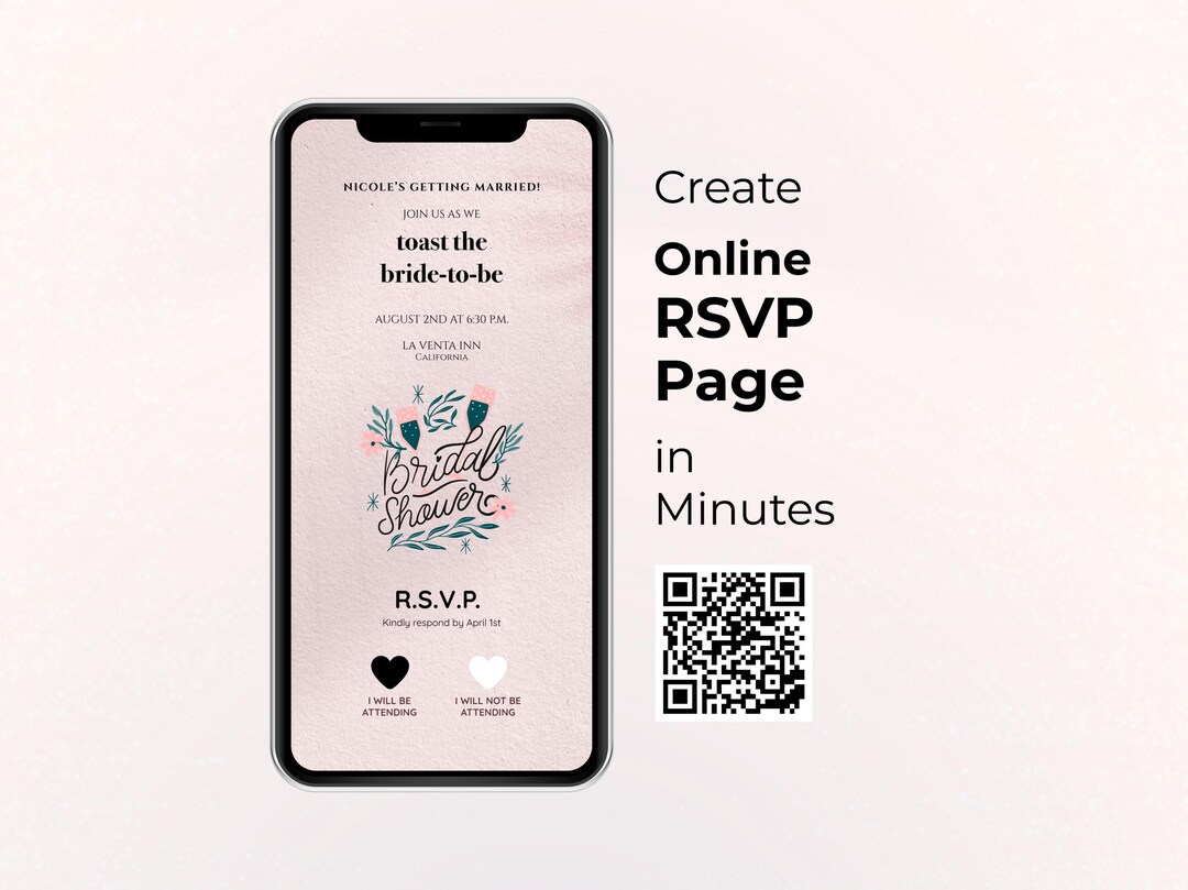Customizable Online RSVP Page With Tracking QR Code Bridal Shower ...