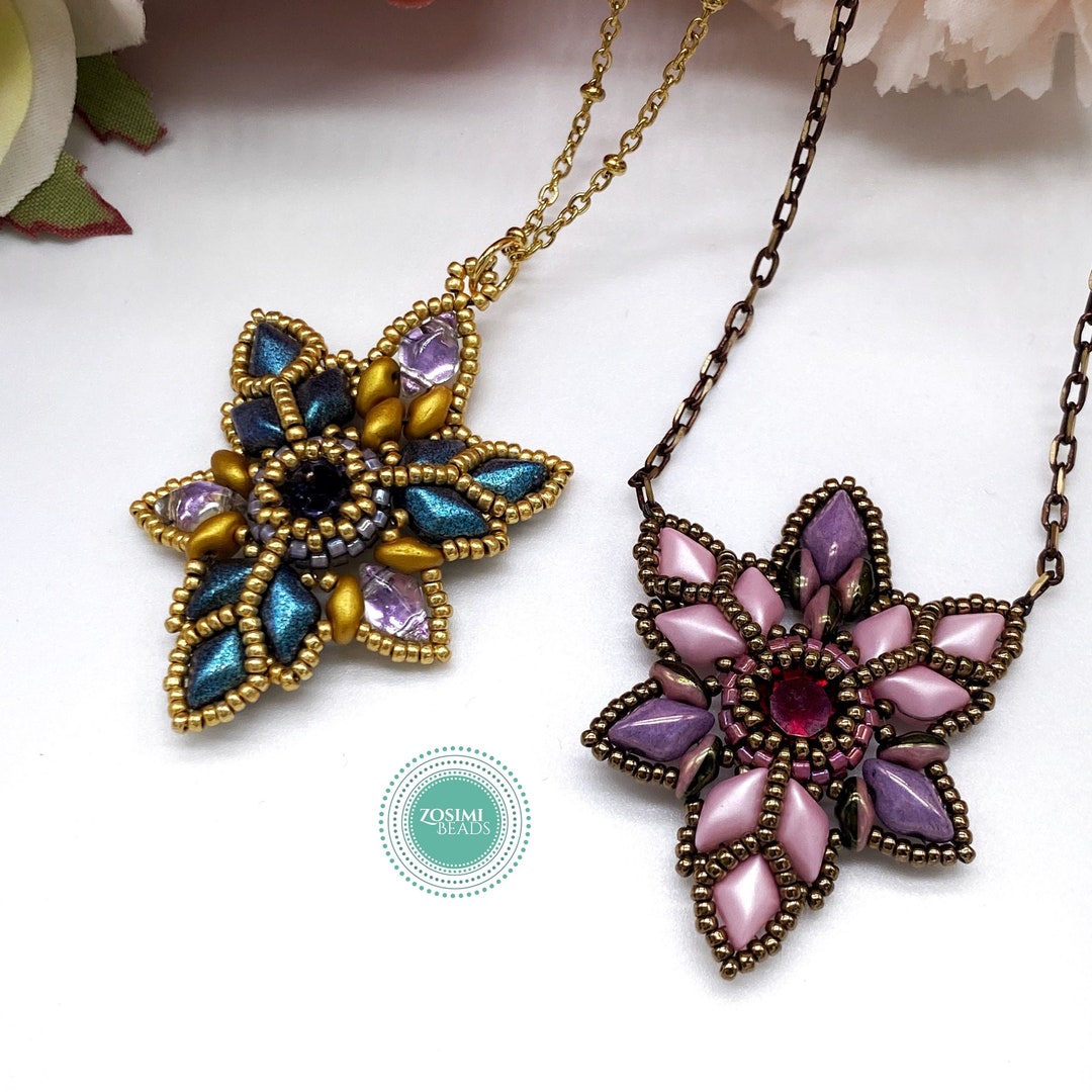 Beading Pattern - Trillium Pendant - Beadweaving Pattern - Beading Tutorial - Pendant Pattern ...