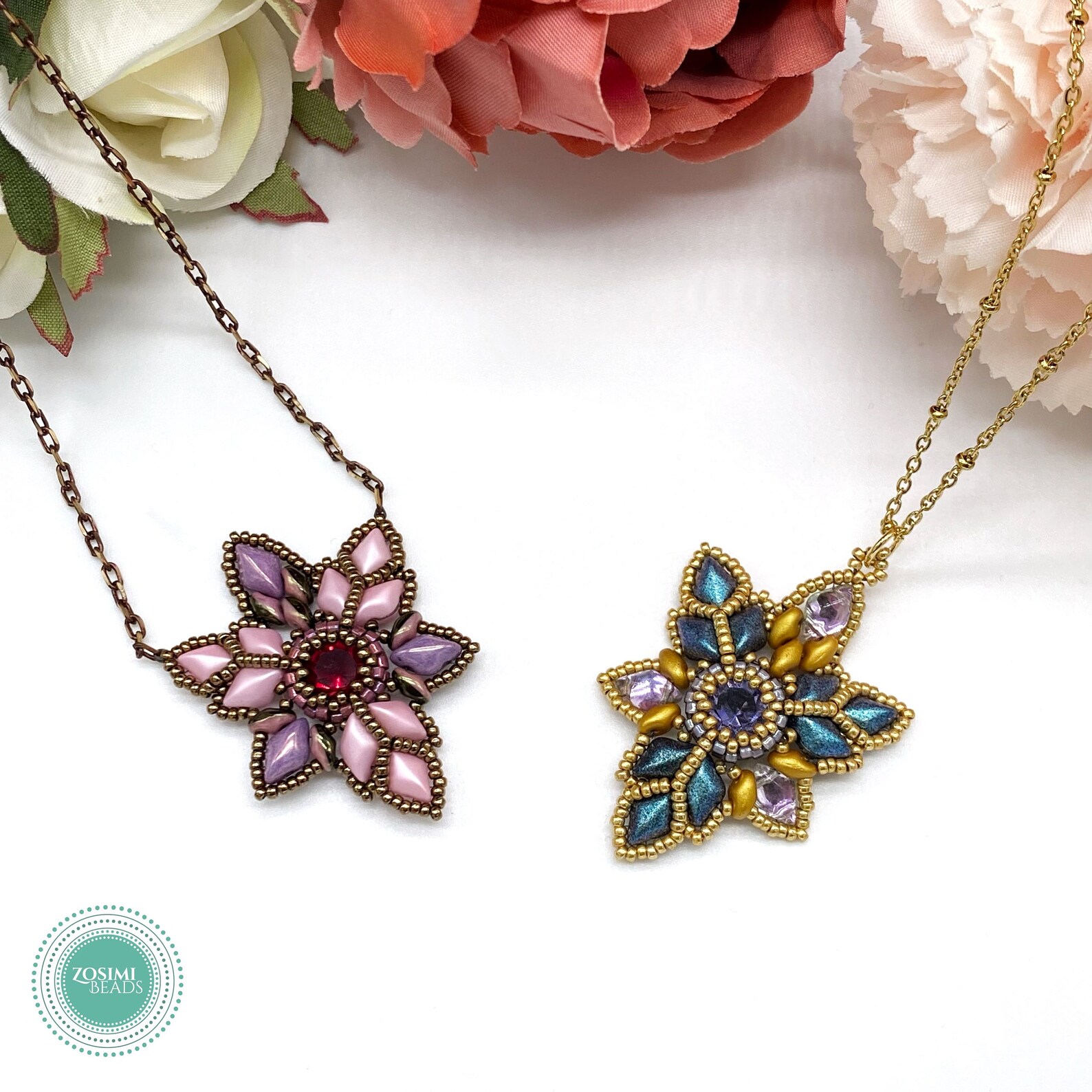 Beading Pattern Trillium Pendant Beadweaving Pattern Beading Tutorial Pendant Pattern Pendant ...