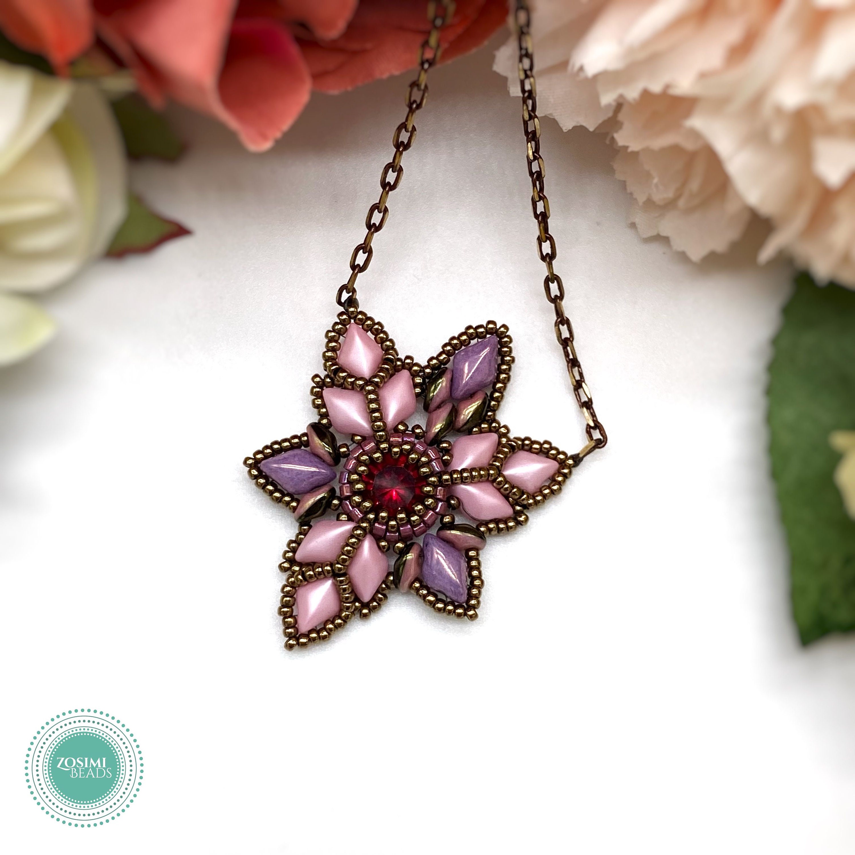 Beading Pattern Trillium Pendant Beadweaving Pattern Beading Tutorial ...