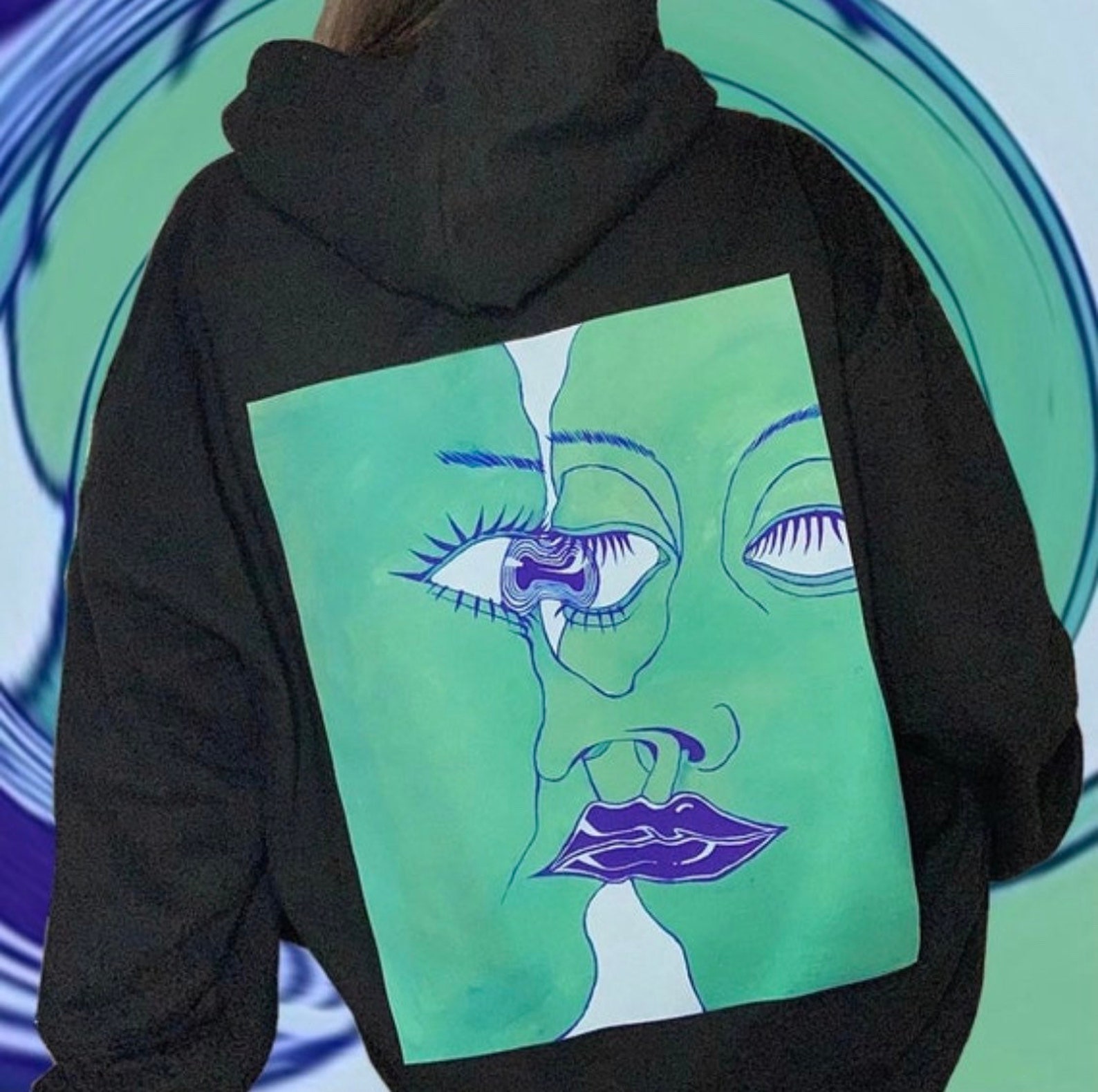 Abstract Faces Graphic Tee Festival Outfit Green Oversized - Etsy UK