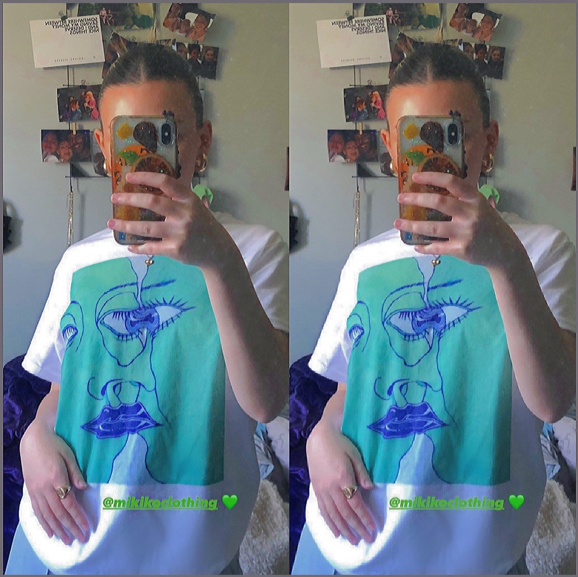 Abstract Faces Graphic Tee | Festival Outfit Green Oversized Tshirt ...