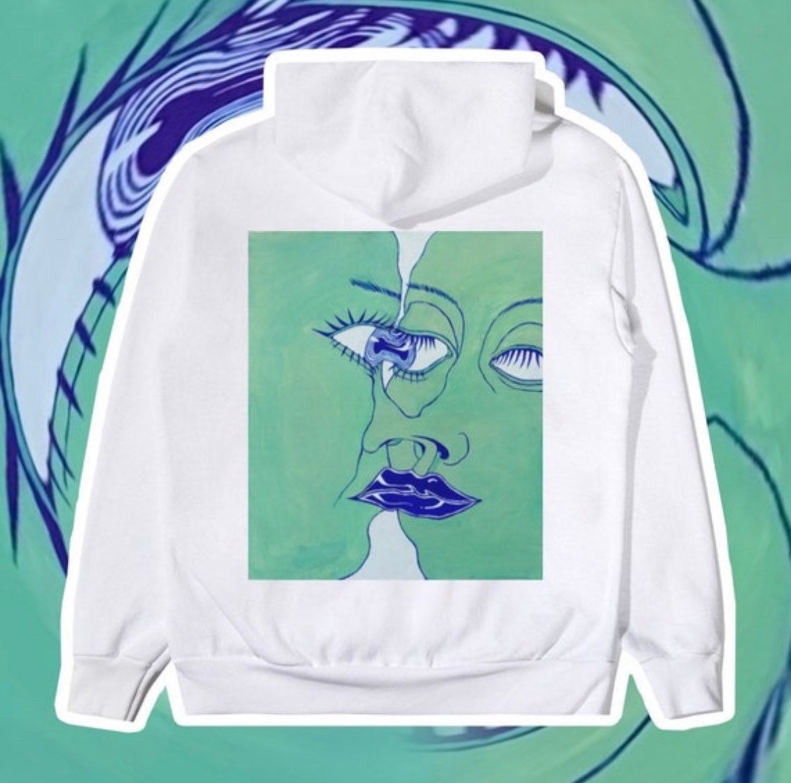 Abstract Faces Graphic Tee | Festival Outfit Green Oversized Tshirt ...