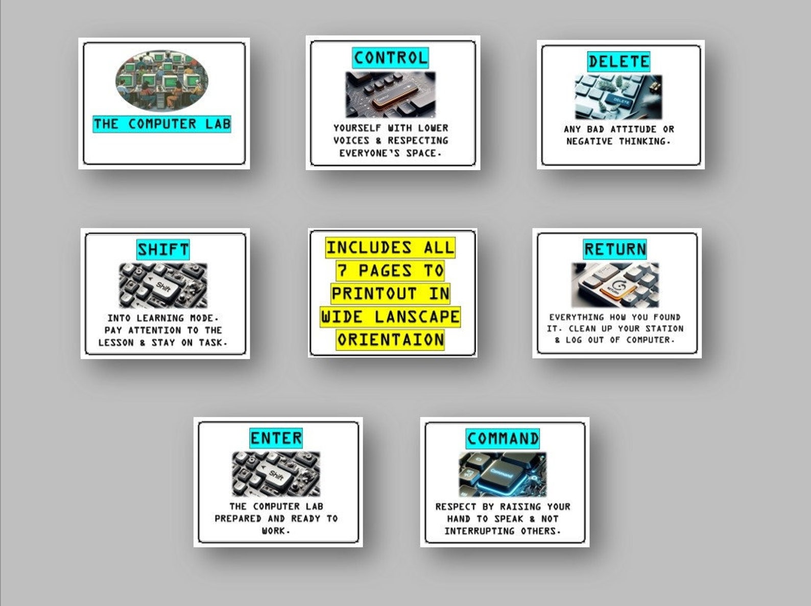 Computer Lab Rules Poster Set: Classroom Decor (digital Download) - Etsy