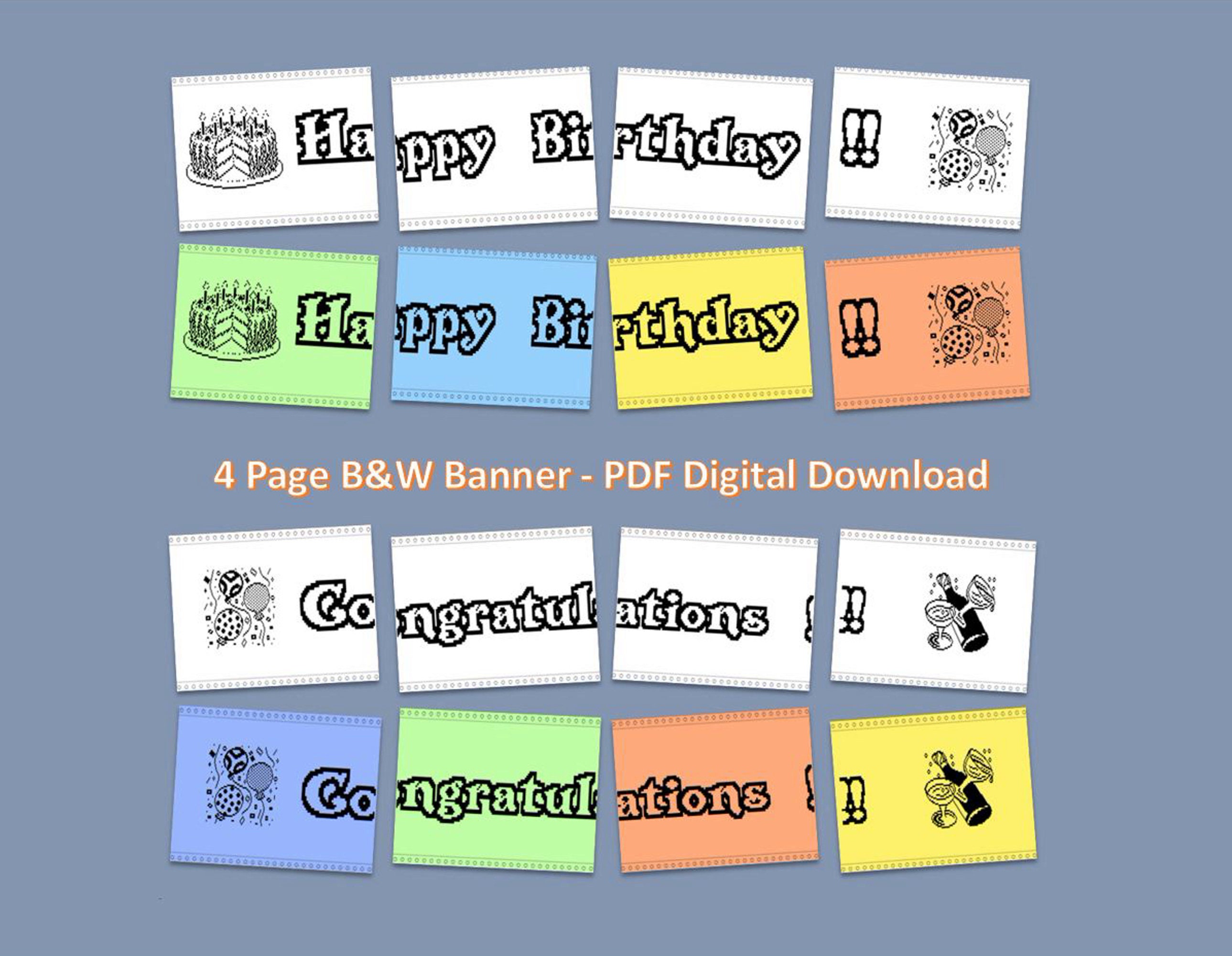 HAPPY BIRTHDAY !! CONGRATULATIONS !! Printable Banner Vintage Retro 80 ...