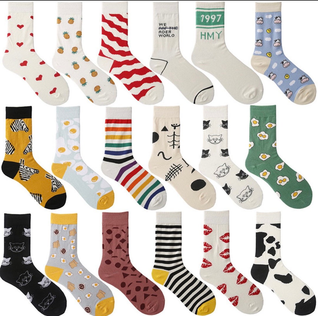 3 Pairs of Comic Long Socks Cute - Etsy