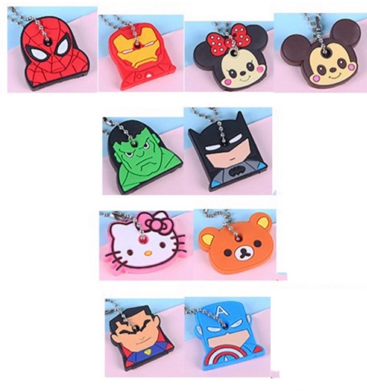 FOR 2 PIECES of Keychain Cute Cartoon Minion Stitch Sulley Mike Alien ...