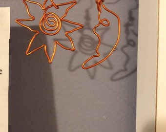 SUN AND MOON Gold and Silver Wire Celestial Earrings - Etsy