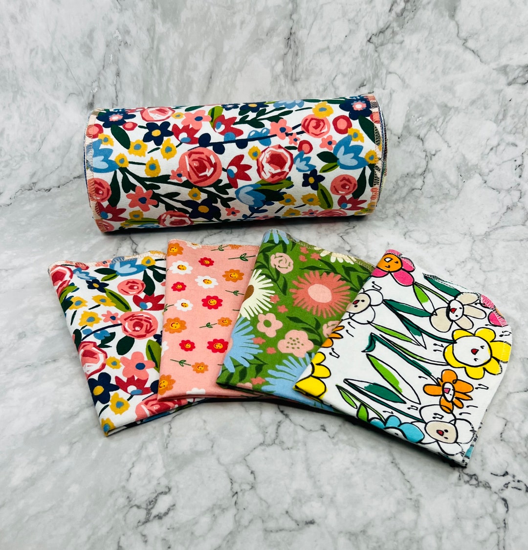Reusable Paper Towels Floral Print, Cotton Flannel Dinner Kitchen ...