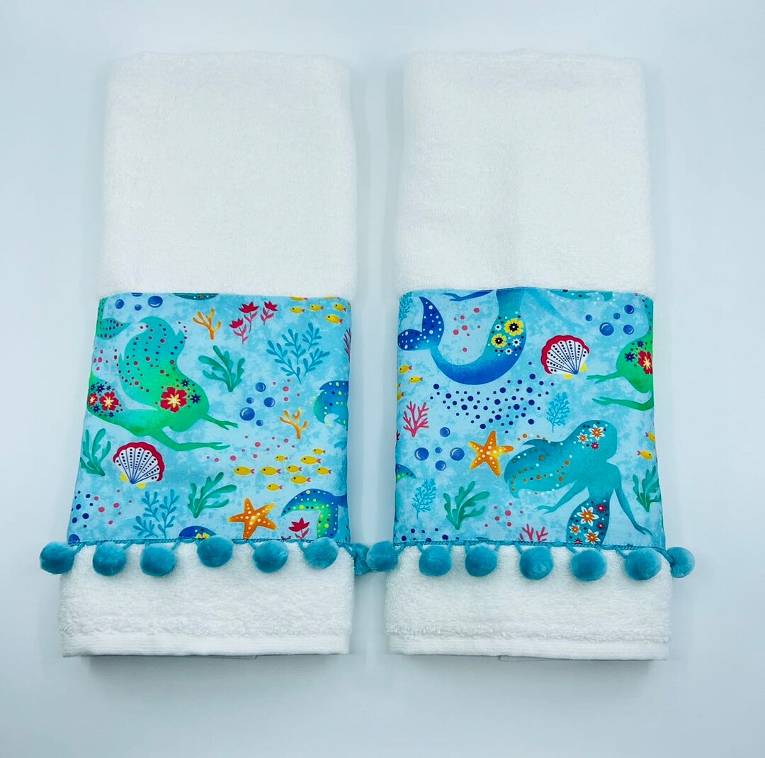 Mermaid Hand Towels, Mermaid Bathroom Decor, Ocean Themed Decor ...