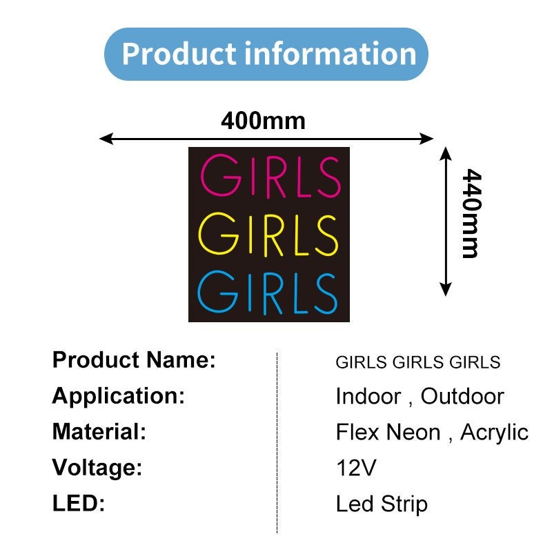 Neon Signs Girls Girls Girls Neon Lights Sign for Bedroom - Etsy