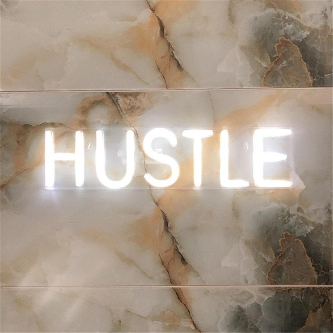 HUSTLE LED Neon Sign Light Wall Art, Decorative Hanging Signs for ...