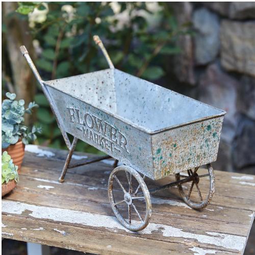 Rustic Farmhouse Denim Tabletop Wheelbarrow Country Home Decor Accent ...