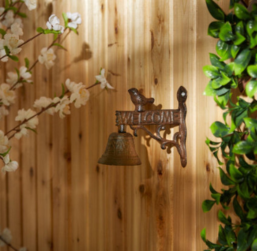 Cast Iron Welcome Sign Bracket With Bird and Bell / Outdoor / Outdoor ...
