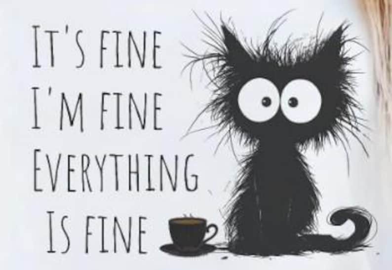 Funny Cat Meme Everything is Fine PNG Sublimation Iron on Transfer ...