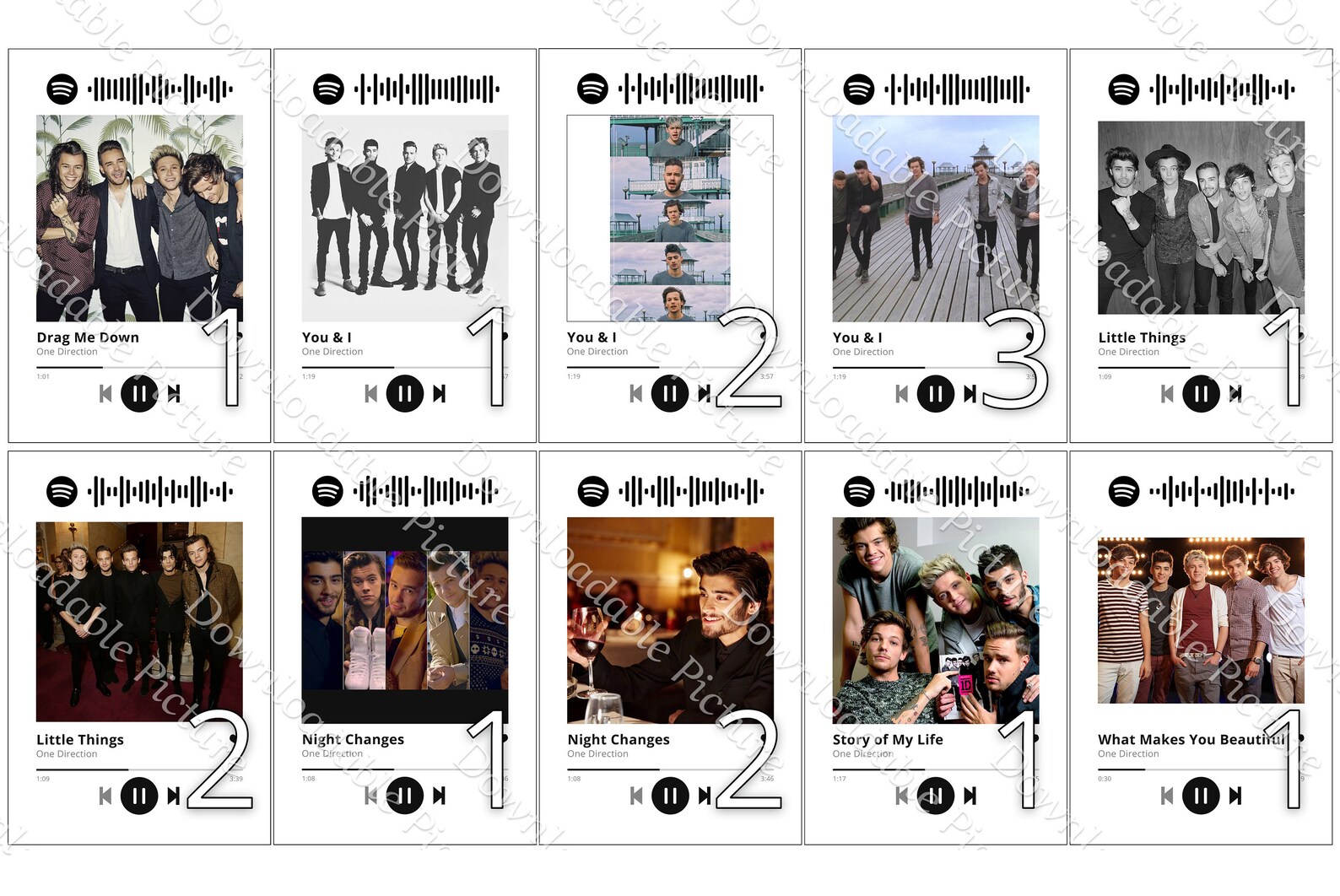 One Direction Spotify Songs Poster Downloadable Prints 1D - Etsy UK