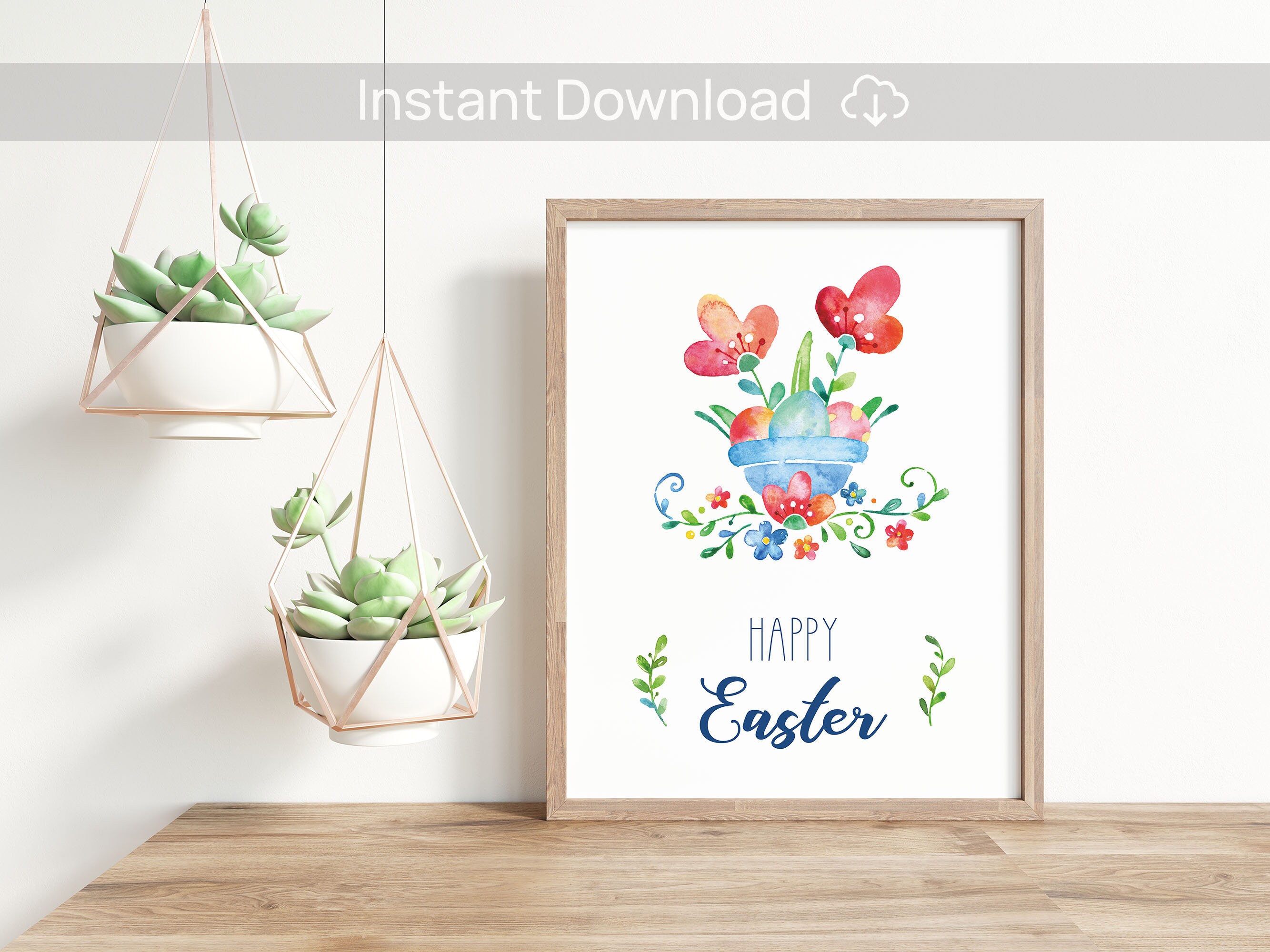 Happy Easter Wall Art Printable, Easter Printable Wall Art, Easter Egg ...