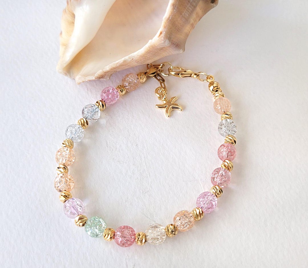 Pastel Crackled Quartz Bracelet, Aura Cleansing Crystal Jewelry ...