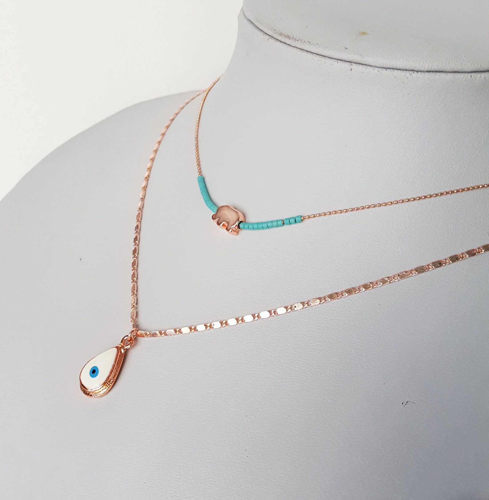 Rose Gold Layering Necklace Set Rose Gold Chain Necklace - Etsy