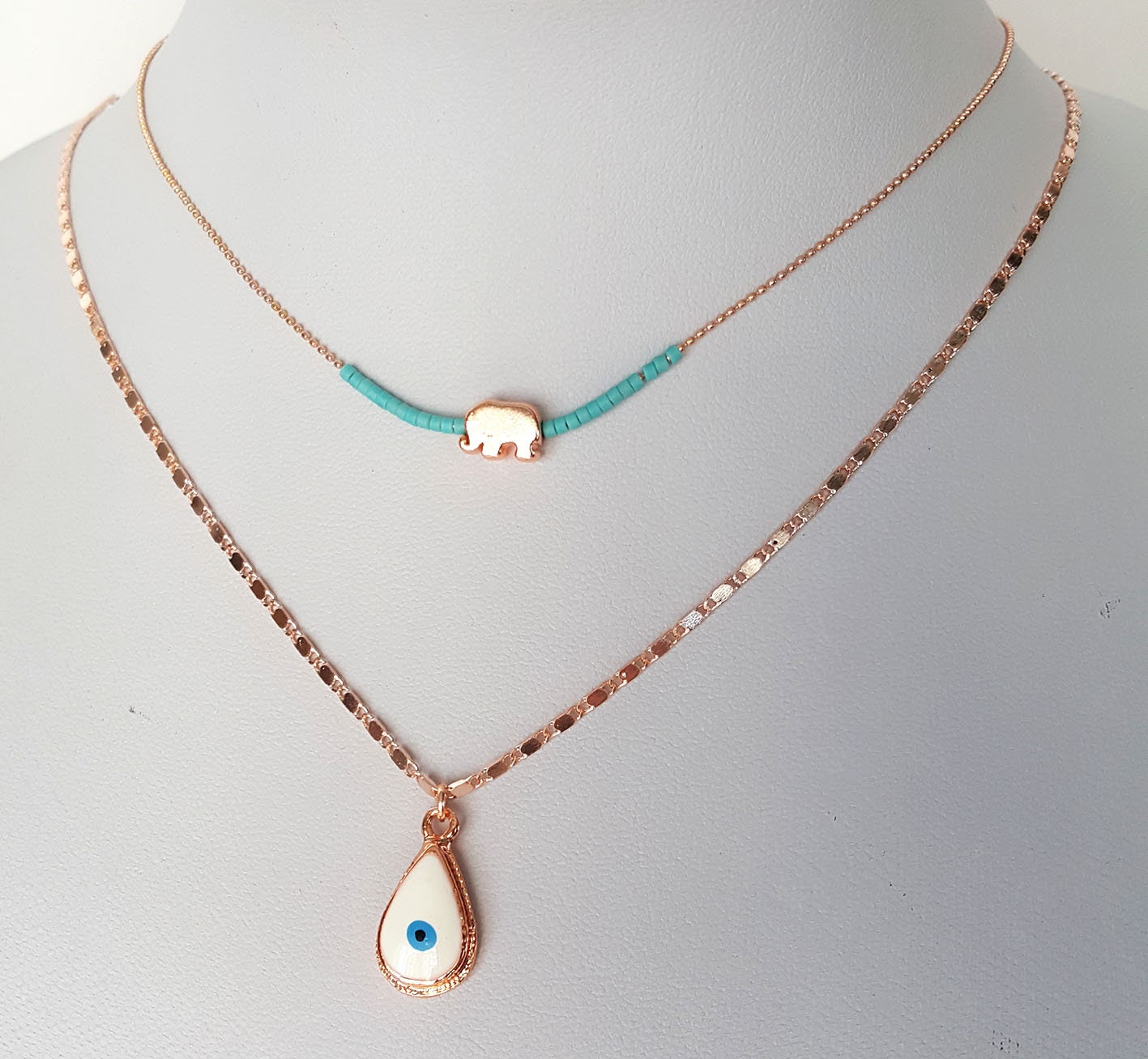 Rose Gold Layering Necklace Set Rose Gold Chain Necklace | Etsy