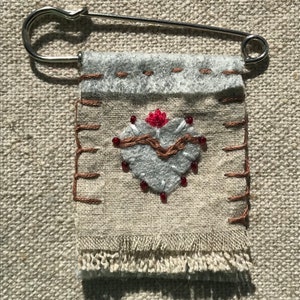 Sacred Heart Brooch Bleeding Heart Kilt Pin Brooch Hand Stitched ...
