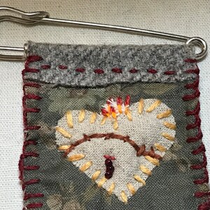 Sacred Heart Patch Textile Brooch Hand-sewn Kilt Pin - Etsy