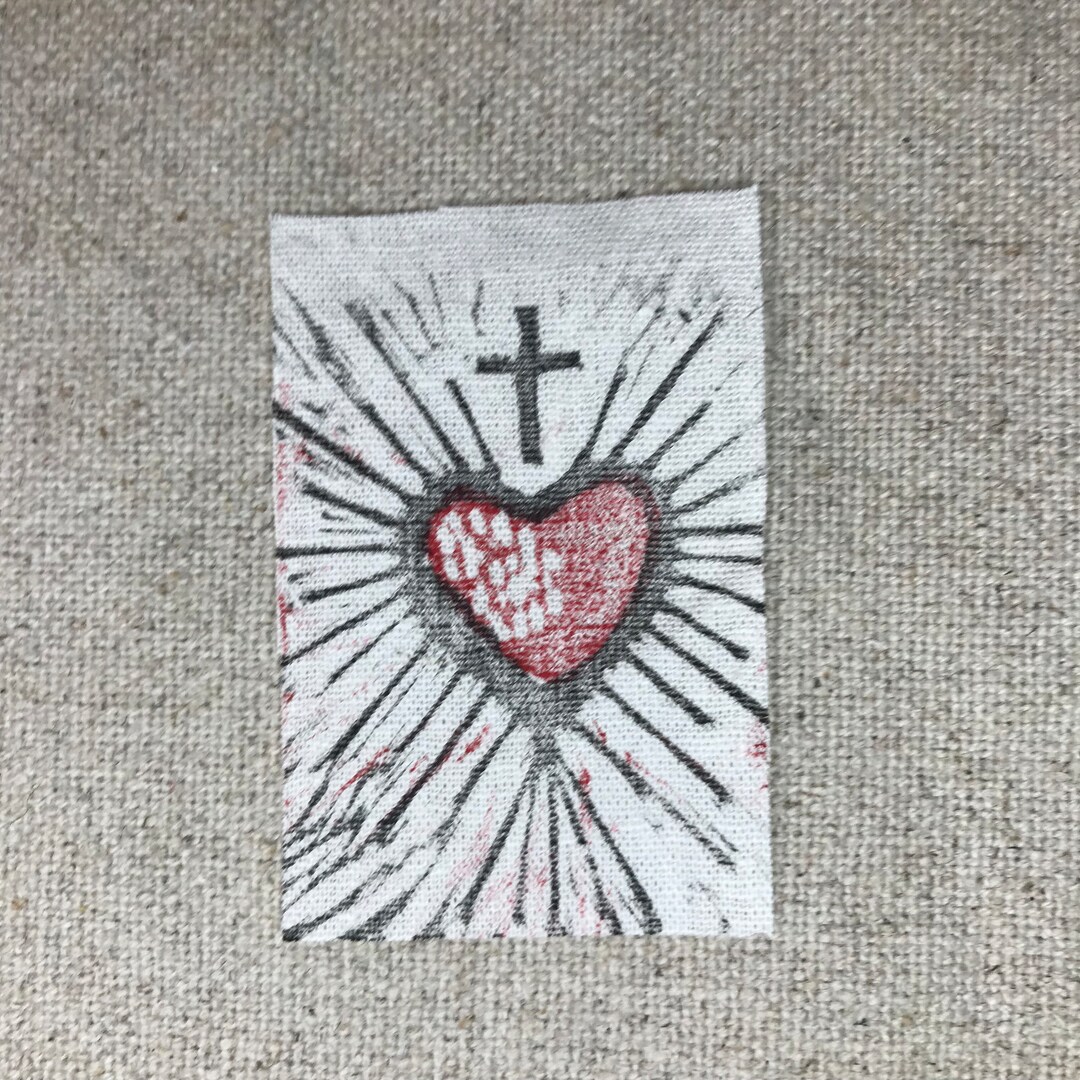 Sacred Heart Patch Original Block Printed Patch Sacred Heart Fabric ...