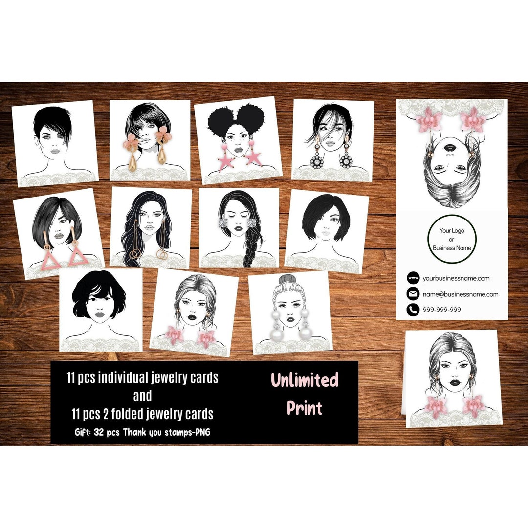 Unlimited Prints,printable Earring Card ,custom Jewelry Display Card ...