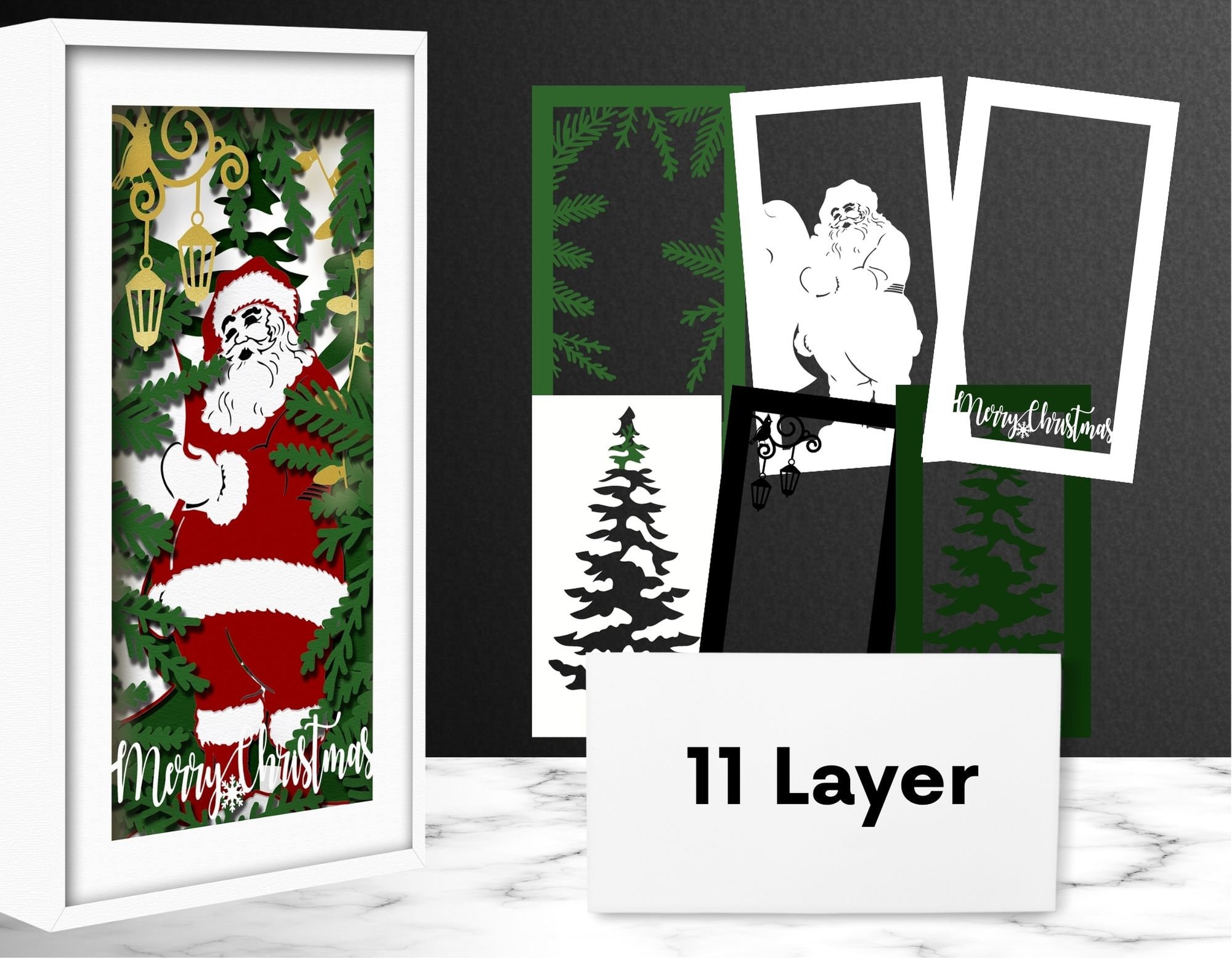 3D SANTA Shadow Box-3d Santa Svg-3d Winter Svg-christmas - Etsy