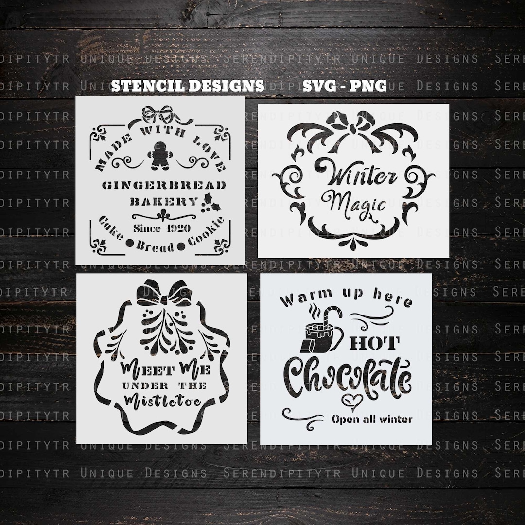 Christmas Stencil Template,winter Printable Stencil,winter Stencil Svg ...