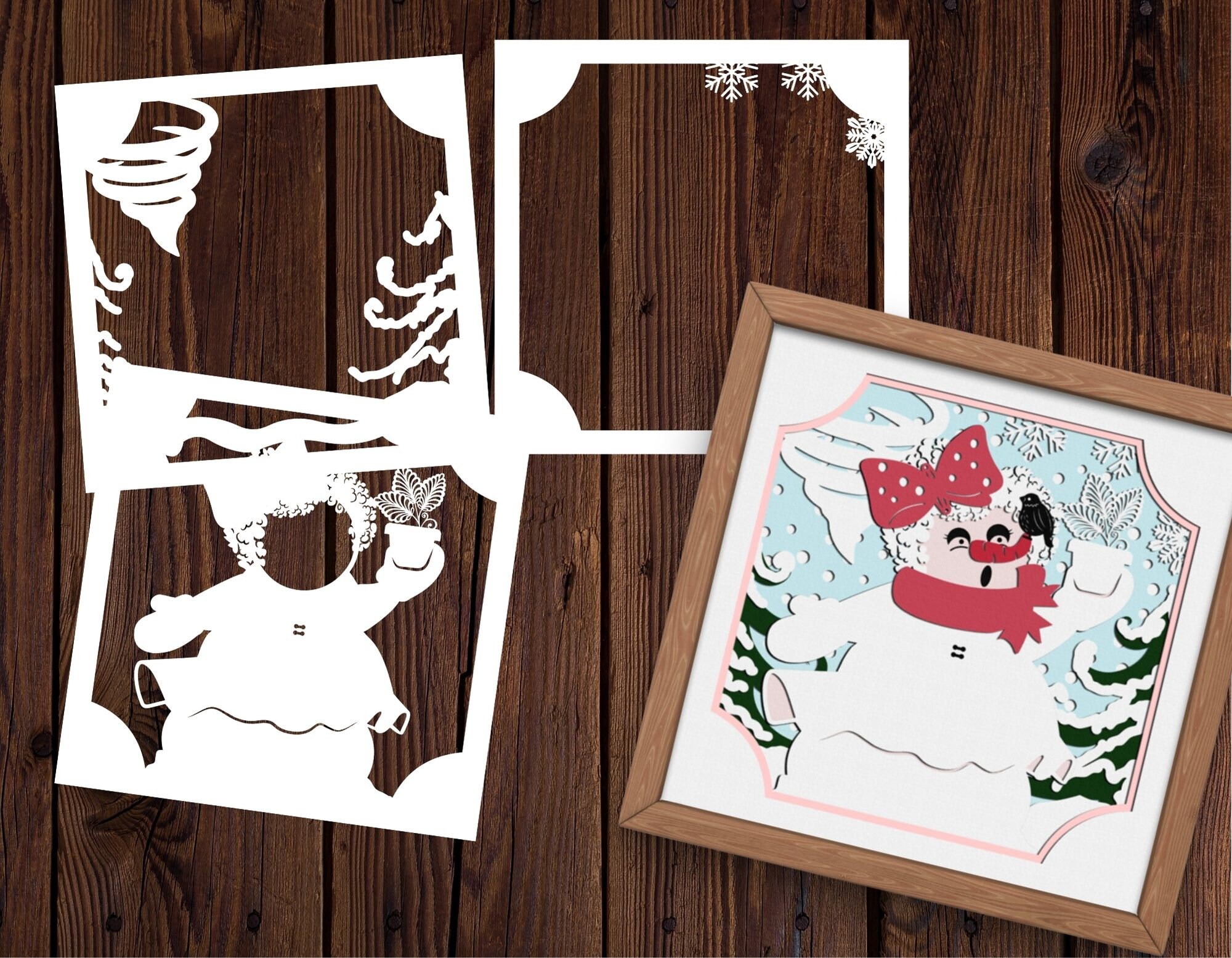 3D SNOWGIRL Shadow Box-snowgirl Svg-3d Winter Svg-winter Shadow Box ...