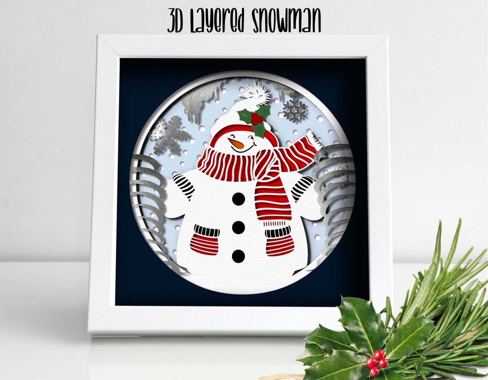 3D SNOWMAN Shadow Box-3d Snowman Svg-3d Winter Svg-winter - Etsy