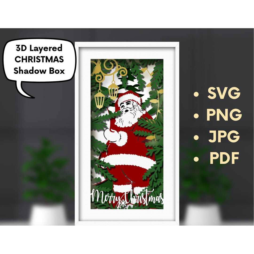 3D SANTA Shadow Box Template,christmas Cricut Projects, Winter,noel ...