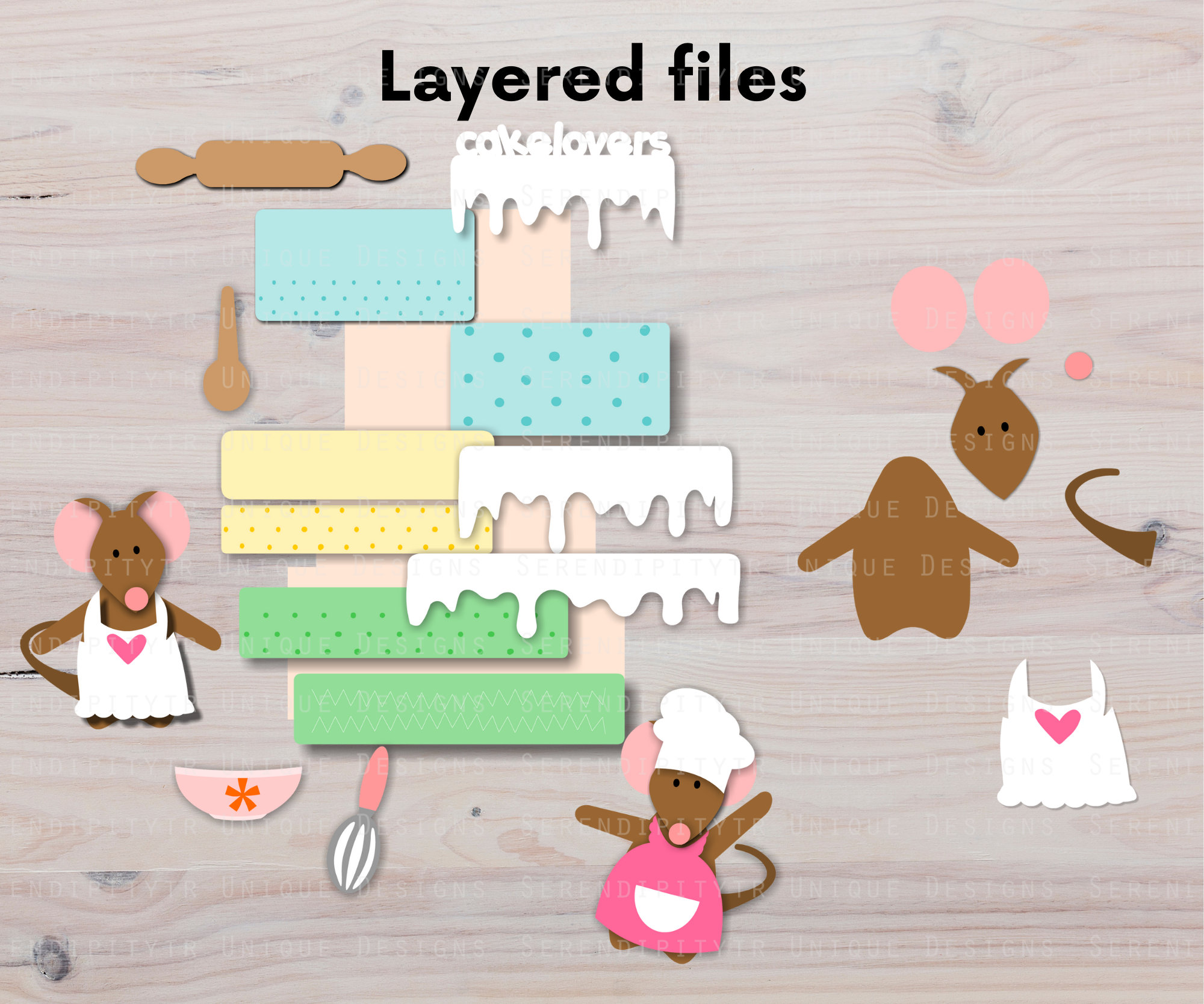 Chef Mouse and Cake3d Layered Svg3d Paper Projectspaper - Etsy