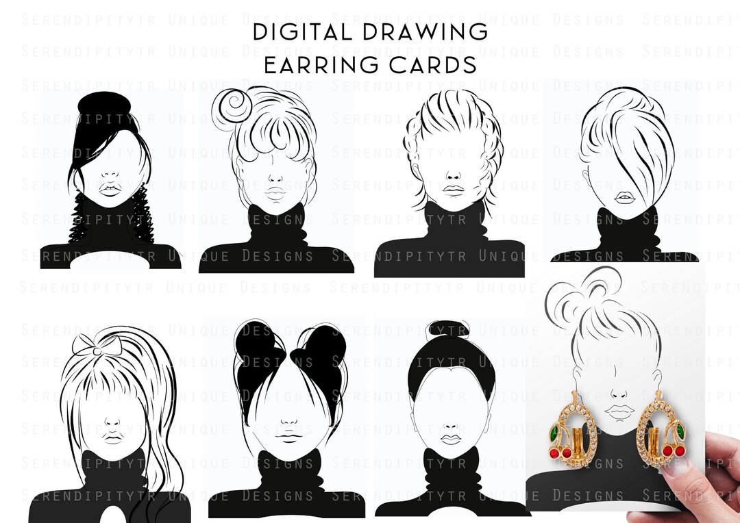 8 Pcsprintable Earring Cardscustom Jewelry Display Card - Etsy