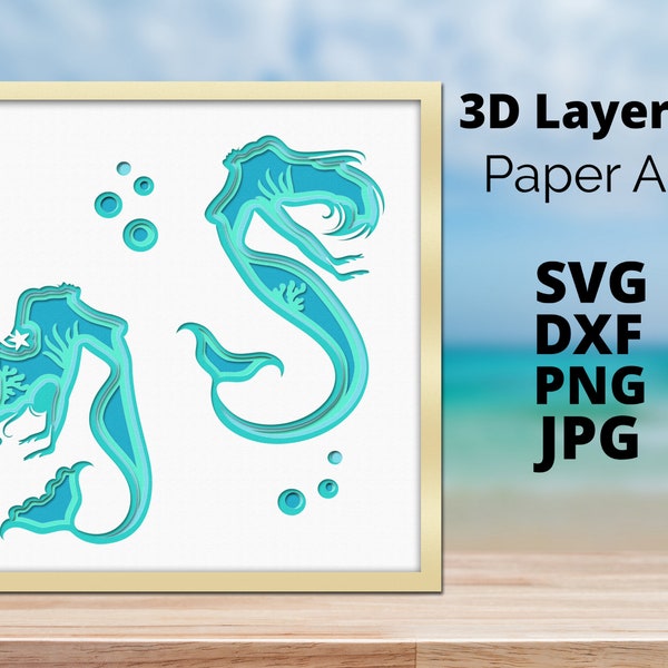 Mermaid Shadow Box Template - Etsy