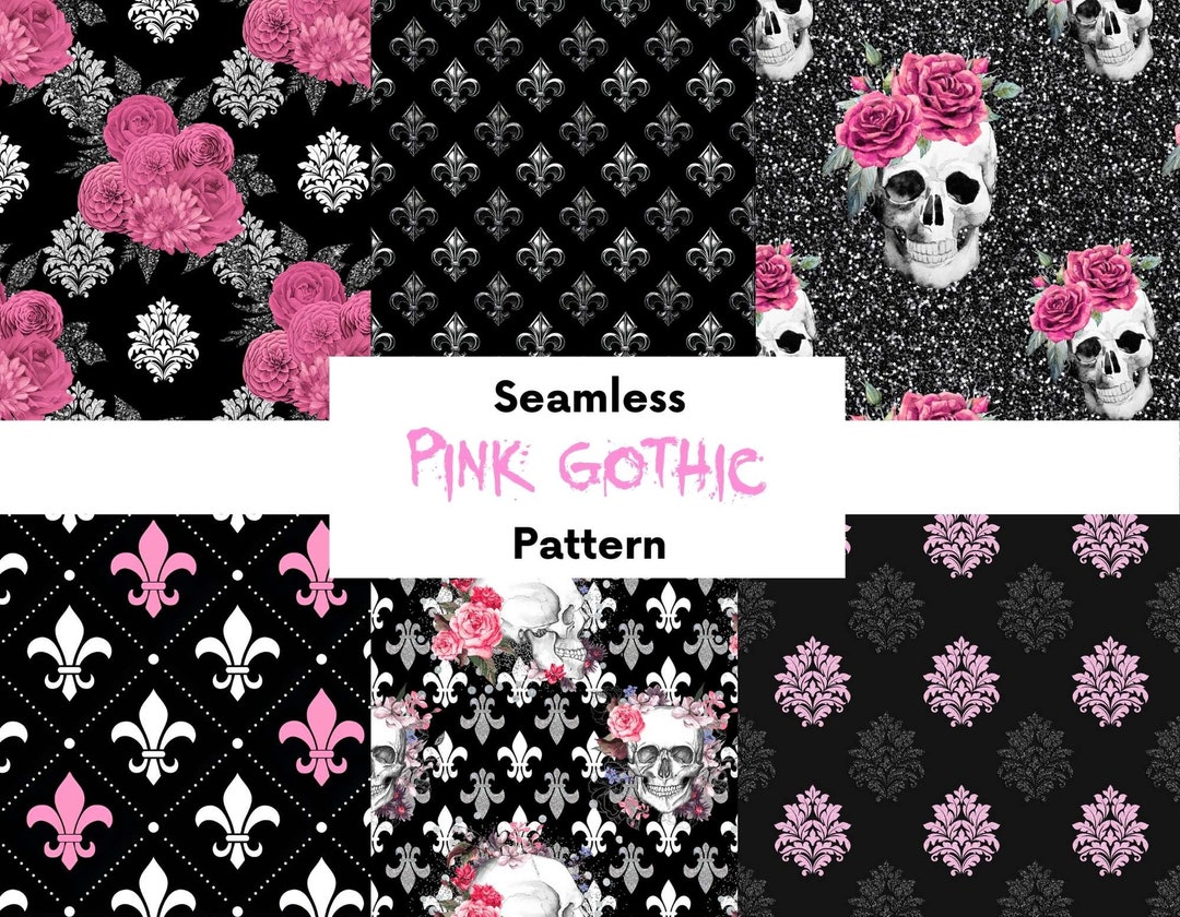Pink Gothic Digital Paper,gothic Seamless Pattern,glittered Paper ...