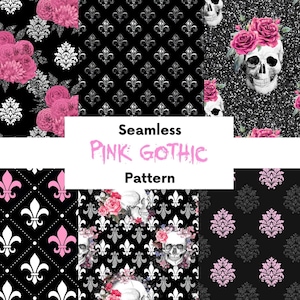 Pink Gothic Digital Paper,gothic Seamless Pattern,glittered Paper ...