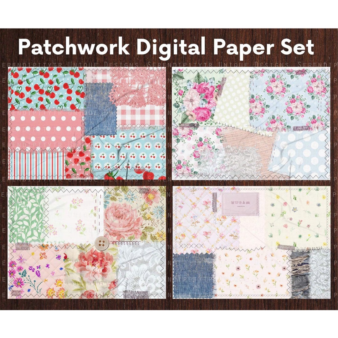 Patchwork Digital Papers,shabby Chic,patchwork Papers,patchwork,junk ...