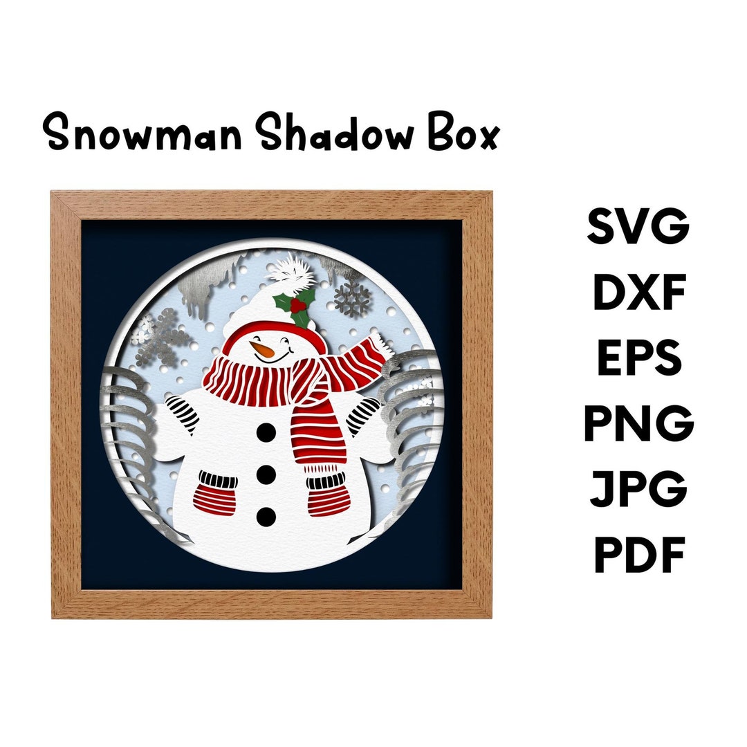 3D SNOWMAN Shadow Box-3d Snowman Svg-3d Winter Svg-winter Shadow Box ...