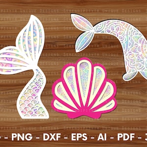 Mermaid Tail Bundle Svg,3d Mermaid Svg,mermaid Tail Dxf,mermaid Tail ...