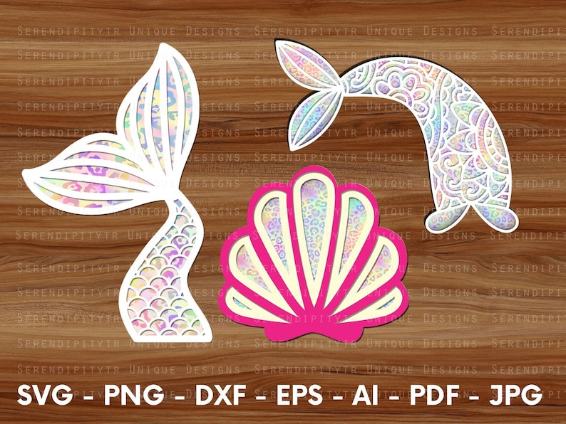 Mermaid Tail Bundle Svg,3d Mermaid Svg,mermaid Tail Dxf,mermaid Tail ...